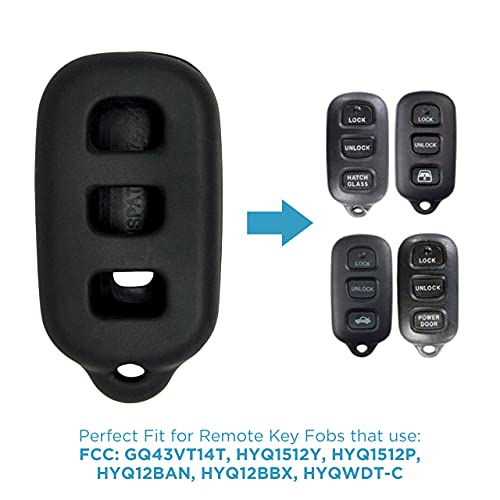 Keyless2Go Replacement for New Silicone Cover Protective Cases for Remote Key Fobs with FCC GQ43VT14T HYQ12BBX HYQ12BAN - Black (2 Pack)