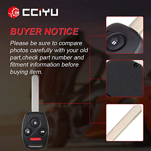 cciyu X 2 Flip Key Fob with Key Blade 4 buttons Replacement for 04 05 06 07 08 09 10 11 12 for H onda Accord CR-V Series with FCC OUCG8D-380H-A