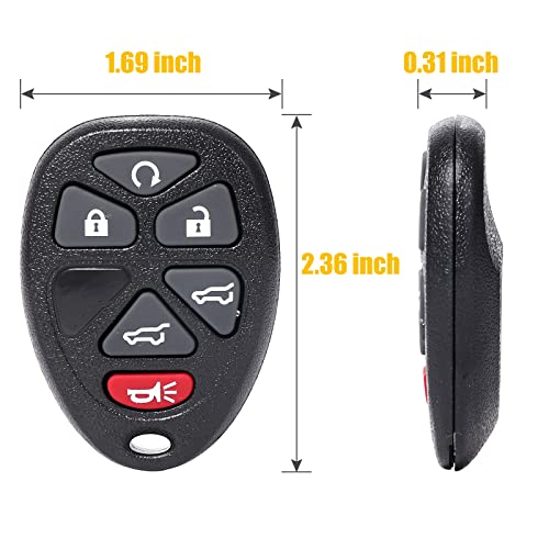 Key Fob Replacement Fits for 2007-2016 Chevy Silverado Suburban Tahoe Avalanche Equinox Express Traverse GMC Sierra Yukon Acadia Savana Cadillac Escalade Buick Enclave Saturn Vue Outlook, 6 Btn Set 2