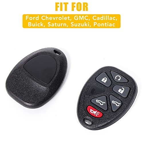 Key Fob Replacement Fits for 2007-2016 Chevy Silverado Suburban Tahoe Avalanche Equinox Express Traverse GMC Sierra Yukon Acadia Savana Cadillac Escalade Buick Enclave Saturn Vue Outlook, 6 Btn Set 2