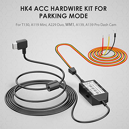 VIOFO HK4 Acc Hardwire Kit, USB-C Hard Wire Kit for T130, A139Pro, WM1, A229Duo, A119MINI Dash Cam, Low Voltage Protection for Parking Mode