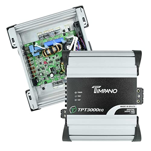 Timpano TPT-3000EQ 1 Ohm Compact Amplifier 3000 Watts, 1 Channel, Full Range Amp Class D for The Installation of Subwoofers, Woofers, Drivers and Tweeters on Pro Audio Sytems