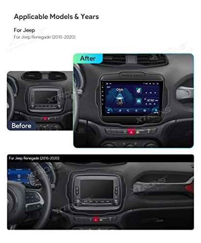 XTRONS Android 12 Car Stereo Radio Player 9 Inch IPS Touch Screen GPS Navigation Octa Core 4GB RAM 64GB ROM Bluetooth Head Unit 5GHz WiFi 4G LTE Built-in DSP Car Play Android Auto for Jeep Renegade