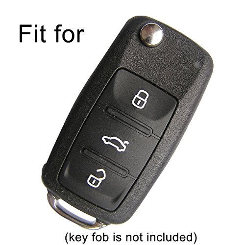 Coolbestda Rubber Flip 3 Buttons Key Fob Cover Remote Case Keyless Protector Jacket for VW Volkswagen Jetta GTI Passat Golf Tiguan Touareg Beetle