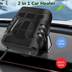 Car Heater Defroster, 2 in 1 Auto Car Windshield Heater Cooling Fan Plug into Cigarette Lighter 12V 120W Auto Defogger 360° Rotatable Fast Defrost