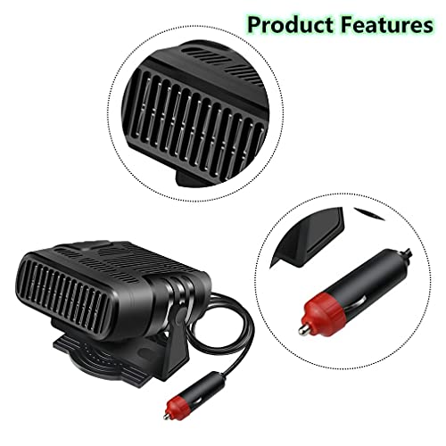 Car Heater Defroster, 2 in 1 Auto Car Windshield Heater Cooling Fan Plug into Cigarette Lighter 12V 120W Auto Defogger 360° Rotatable Fast Defrost