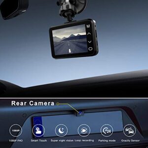 Dash Cam Front and Rear 1080P FHD Dual Dash Camera for Cars with 2.7" Inch Screen,170° Wide Angle, Night Vision,WDR,G-Sensor,Parking Monitor,Loop Recording and Motion Detection