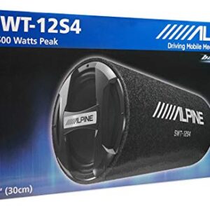 Alpine SWT-12S4 1000 Watt 12" Car Audio Bass Tube Subwoofer Bundle with Amplifier and Amp Kit