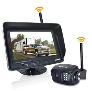 yuwei digital wireless backup camera system kit, ahd1080p, wireless rear view camera and 7” lcd wireless reversing monitor for trailer, rv, bus, trucks, horse-trailer, school bus, farm machine,etc