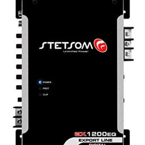 Stetsom EX 1200 EQ 2 Ohm Mono Car Audio Amplifier, 1200.1 1.2K Watts RMS, 2Ω Stable Full Range HD Sound Quality MD Crossover HPF LPF Bass Boost Front Rear Bridge Speaker