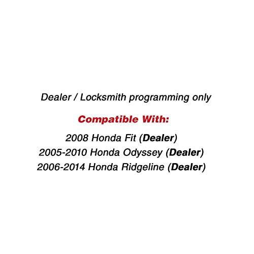 KeylessOption Keyless Entry Remote Control Uncut Car Ignition Chip Key Fob Replacement for Honda Ridgeline Odyssey OUCG8D-380H-A (Pack of 2)