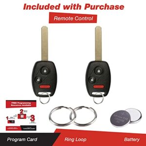 KeylessOption Keyless Entry Remote Control Uncut Car Ignition Chip Key Fob Replacement for Honda Ridgeline Odyssey OUCG8D-380H-A (Pack of 2)