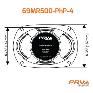 PRV AUDIO 6x9 Inch Midrange Speaker 69MR500-PhP-4 500 Watts Program Power, 4 Ohm, 1.5 in Voice Coil, 250 Watts RMS Pro Car Audio Loudspeaker (Single)