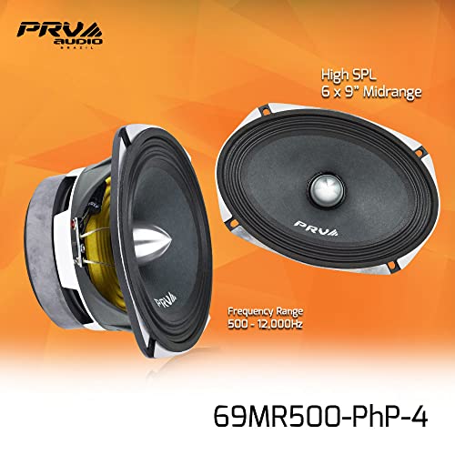 PRV AUDIO 6x9 Inch Midrange Speaker 69MR500-PhP-4 500 Watts Program Power, 4 Ohm, 1.5 in Voice Coil, 250 Watts RMS Pro Car Audio Loudspeaker (Single)