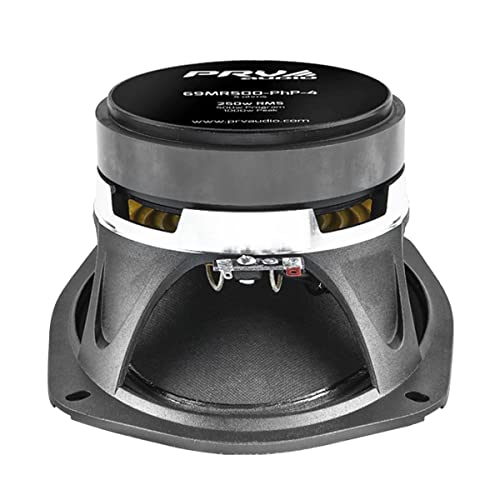 PRV AUDIO 6x9 Inch Midrange Speaker 69MR500-PhP-4 500 Watts Program Power, 4 Ohm, 1.5 in Voice Coil, 250 Watts RMS Pro Car Audio Loudspeaker (Single)