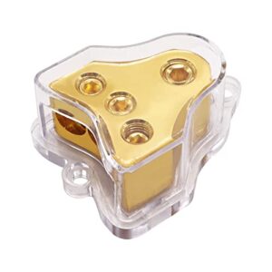 seamaka 3 way copper power distribution block 0/2/4 gauge in 4/8/10 gauge out for car audio splitter o-070