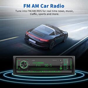 Single Din Car Stereo Receiver: Bluetooth Car Radio System - Marine Audio with LCD Display | FM AM | USB SD AUX MP3 | APP Remote | 2.1A Quick Charge