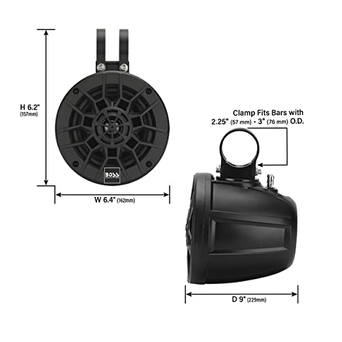 BOSS Audio Systems MPWT50 ATV UTV Marine Waketower Speaker System – IPX6 Rated Weatherproof, 500 Watts Per Pair, 5.25 Inch Speakers, Full Range, 2 Way