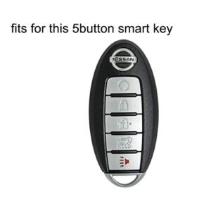 Key Fob Cover Silicone 5 Buttons Smart Car Key Case Protector Compatible with 2020 2019 2018 2017 2016 2015 2014 2013 Nissan Armada Murano Rogue Maxima Altima Sedan Pathfinder KR5S (Black Purple)