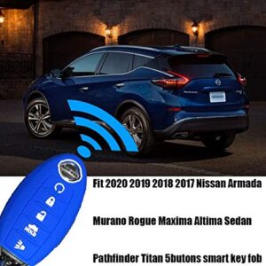 Key Fob Cover Silicone 5 Buttons Smart Car Key Case Protector Compatible with 2020 2019 2018 2017 2016 2015 2014 2013 Nissan Armada Murano Rogue Maxima Altima Sedan Pathfinder KR5S (Black Purple)