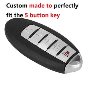 Key Fob Cover Silicone 5 Buttons Smart Car Key Case Protector Compatible with 2020 2019 2018 2017 2016 2015 2014 2013 Nissan Armada Murano Rogue Maxima Altima Sedan Pathfinder KR5S (Black Purple)