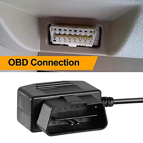 OBD2 OBD Power Cable for Dash Camera, Ssontong OBD to Mini USB OBDII Adapter Hardwire Charger Cable 24 Hours Surveillance and Acc Two Mode with Switch Button(Mini USB Port)