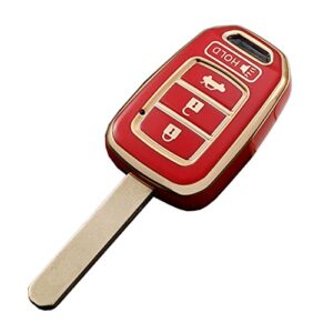 for honda key fob cover tpu key shell protector shell keyless remote control smart key fit for honda accord civic cr-v(red)