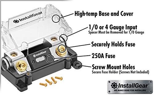 InstallGear 0/2/4 Gauge AWG in-Line ANL Fuse Holder with 250 Amp Fuse | Inline Fuse Holder - No Wire Terminals Needed | 250 Amp Fuse Block, Fuse Box, Automotive Fuse Block