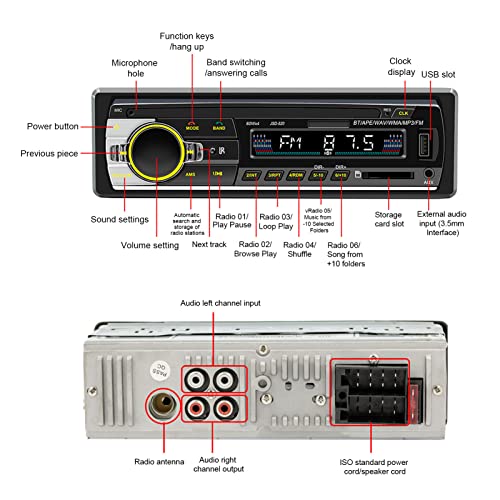 Multimedia Car Stereo Receiver, Car Radio AI Voice Control LED Display, Bluetooth Hands Free Calling, Support MP3 WMA WAV, USB2.0 Car MP3 Player Audio Systems