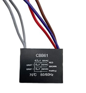 new ceiling fan capacitor cbb61 4.5uf + 6uf + 5uf 5 wire 250v