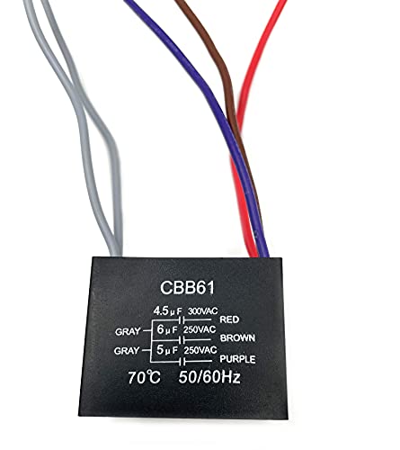 New CEILING FAN CAPACITOR CBB61 4.5uf + 6uf + 5uf 5 WIRE 250V