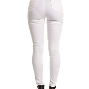 Andongnywell Women's Casual High Waist Ripped Skinny Jeans Slim Distressed Denim Pants with Pockets Trousers (White 1,XX-Large)