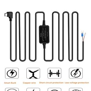 Dashcam Hardwiring Kit Mini USB Hard Wire Kit Compatible with Vantrue N2 Pro, N2, T2, N1 Pro, X4, M2，S1 Car Dash Camera Charger Cable Power Cord Power Supply, 4 Fuse Tap Cable and Installation Tool