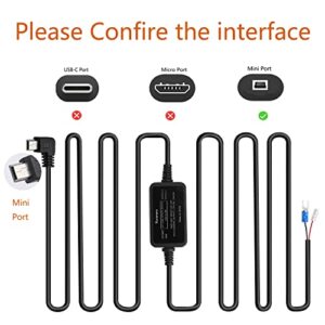 Dashcam Hardwiring Kit Mini USB Hard Wire Kit Compatible with Vantrue N2 Pro, N2, T2, N1 Pro, X4, M2，S1 Car Dash Camera Charger Cable Power Cord Power Supply, 4 Fuse Tap Cable and Installation Tool