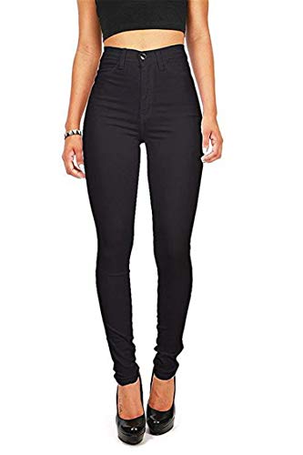 Andongnywell Women's Juniors High Rise Irresistible Denim Pants Jegging Stretch Skinny Jeans Trousers (Black,Small)