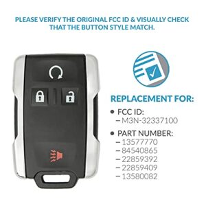 Keyless2Go Replacement for 4 Button Replacement Remote for GM M3N-32337100 13577770 84540865