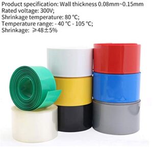 MDD PVC Heat Shrink Tubing Battery Wrap 17mm ~ 80mm, for 18650 Battery Heatshrink Sleeves (Color : Green, Size : Width 30mm x 1meter)