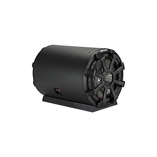 Kicker 46CWTB104 Weather-Proof Subwoofer|10" Bass Reflex Passive|48CWR104 10" Subwoofer|400 Watts RMS|800 Watts Peak|4-ohm Impedance|Compact Tube Design|Legendary Sound Quality|Car,Truck, SUV, Van