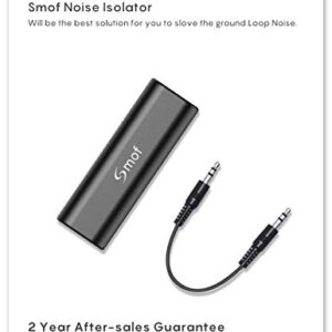 Smof Ground Loop Noise Isolator for Car Audio/Home Stereo System/Speaker/Bluetooth Adapter Receiver/Car Kit (Eliminate The Buzzing Noise Completely) with Jack 3.5mm Audio Cable