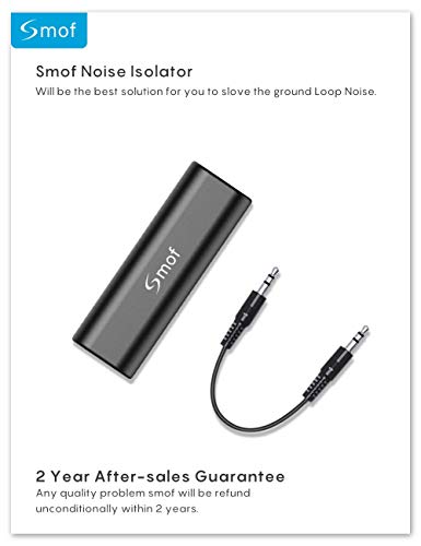 Smof Ground Loop Noise Isolator for Car Audio/Home Stereo System/Speaker/Bluetooth Adapter Receiver/Car Kit (Eliminate The Buzzing Noise Completely) with Jack 3.5mm Audio Cable