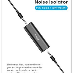 Smof Ground Loop Noise Isolator for Car Audio/Home Stereo System/Speaker/Bluetooth Adapter Receiver/Car Kit (Eliminate The Buzzing Noise Completely) with Jack 3.5mm Audio Cable