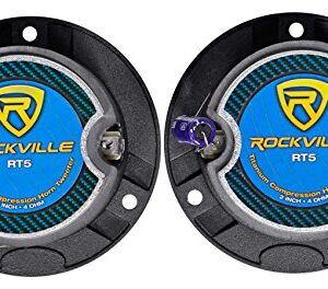 Pair Rockville RT5 2.8" Aluminum Car/Pro Tweeters w Titanium Diaphragm+Kapton VC, Silver