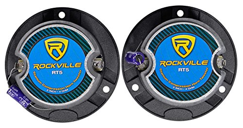 Pair Rockville RT5 2.8" Aluminum Car/Pro Tweeters w Titanium Diaphragm+Kapton VC, Silver