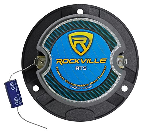 Pair Rockville RT5 2.8" Aluminum Car/Pro Tweeters w Titanium Diaphragm+Kapton VC, Silver