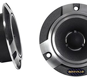 Pair Rockville RT5 2.8" Aluminum Car/Pro Tweeters w Titanium Diaphragm+Kapton VC, Silver