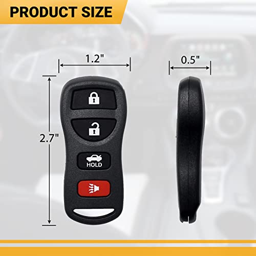 Car Key Fob Keyless Entry Remote Compatible with Nissan Altima/Armada/Maxima/350Z/Quest/Sentra/Infiniti EX35/FX35/ FX45/ G35/I35/QX56 2002-2017 KBRASTU15 4 Button Replacement Key-2 Packs