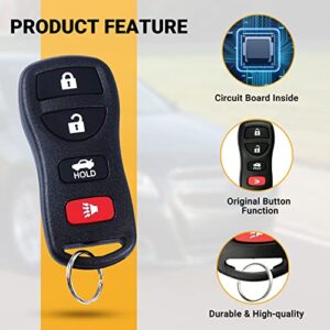 Car Key Fob Keyless Entry Remote Compatible with Nissan Altima/Armada/Maxima/350Z/Quest/Sentra/Infiniti EX35/FX35/ FX45/ G35/I35/QX56 2002-2017 KBRASTU15 4 Button Replacement Key-2 Packs