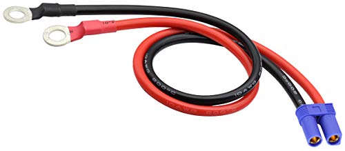 AAOTOKK EC5 to O Ring Terminal Cable,EC5 Female to O Ring Eyelet Terminal Plug Connector Cable 10AWG RC ESC Charger Side Power(40cm/15inch)