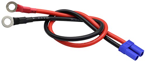 AAOTOKK EC5 to O Ring Terminal Cable,EC5 Female to O Ring Eyelet Terminal Plug Connector Cable 10AWG RC ESC Charger Side Power(40cm/15inch)