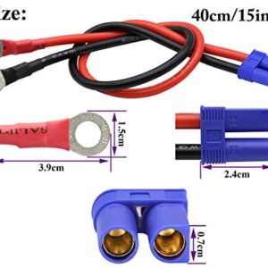 AAOTOKK EC5 to O Ring Terminal Cable,EC5 Female to O Ring Eyelet Terminal Plug Connector Cable 10AWG RC ESC Charger Side Power(40cm/15inch)